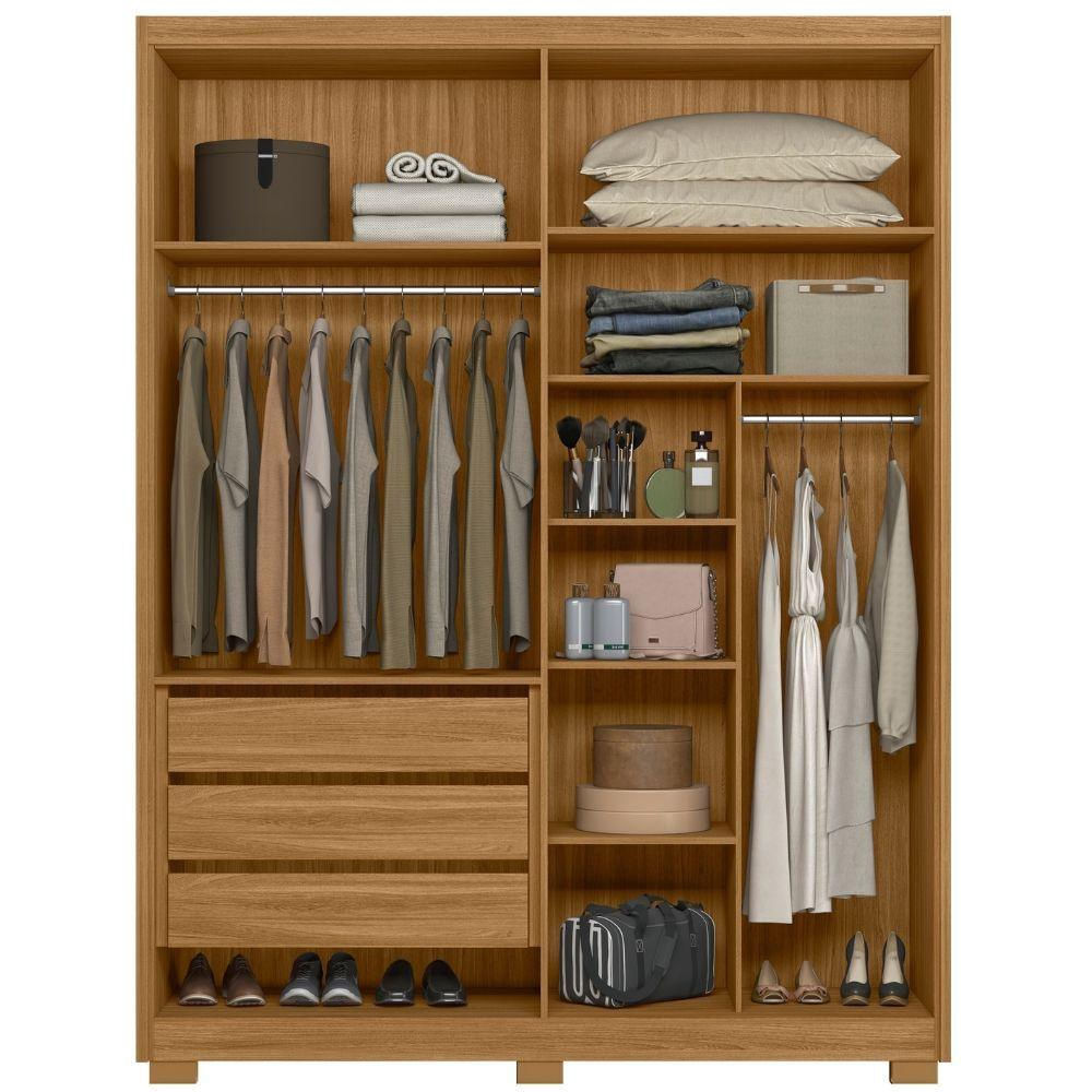 Guarda Roupa Califórnia 4 Portas 3 Gavetas Freijó Moval em Promoção ...