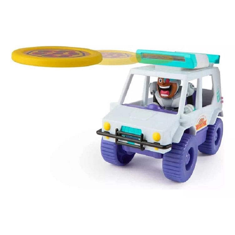 Jovens Teen Titans Go Veiculo T-car Lancador De Pizza c/ Boneco Cyborg ...