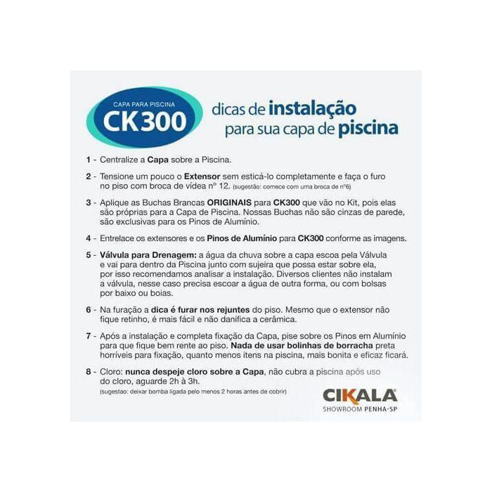 Capa De Piscina Azul Ck300 8X3.5 Metros + Kit Instalação em Promoção ...