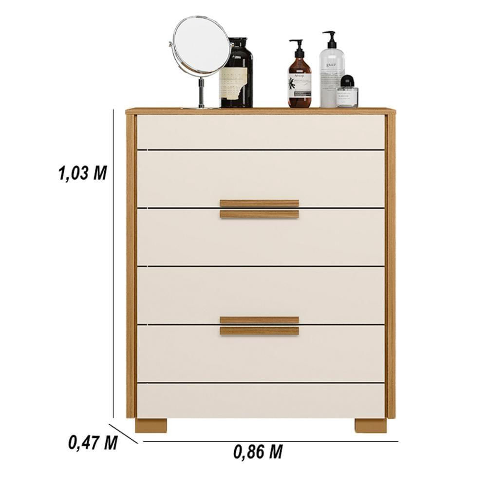 Kit Guarda Roupa Solteiro Chile E Cômoda Dhara Freijó off White em ...