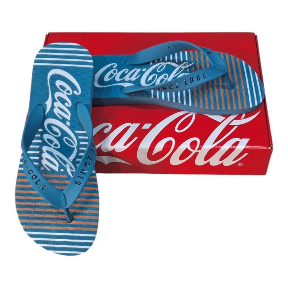 Chinelo de Dedo Coca Cola Classic Lines Denim Azul - CC4412 em Promoção ...