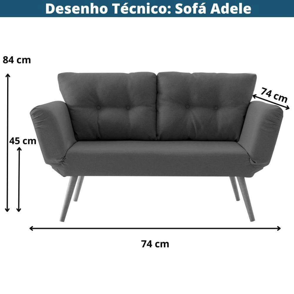 Sofá-cama 2 Lugares Adele Daf Móveis 140 Cm Madeira Eucalipto Linho Bege Base Madeira Tauari em ...