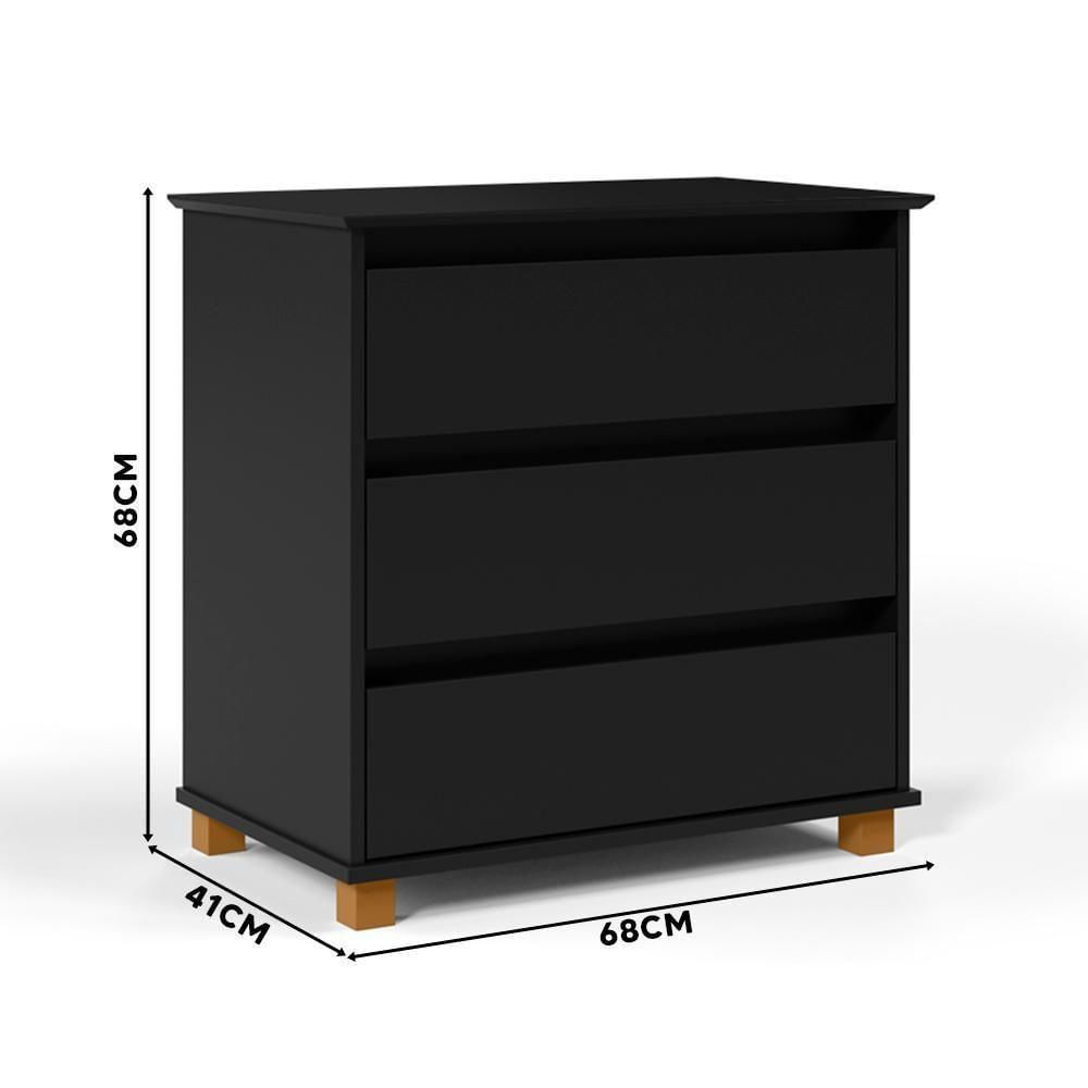Cômoda Pequena 3 Gavetas Mini Cômoda Ej Móveis Preto em Promoção ...