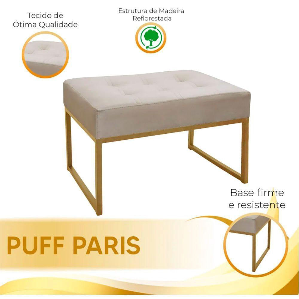 Puff Para Sala Paris Bege Base Dourado Shop Das Cabeceiras Bege em ...