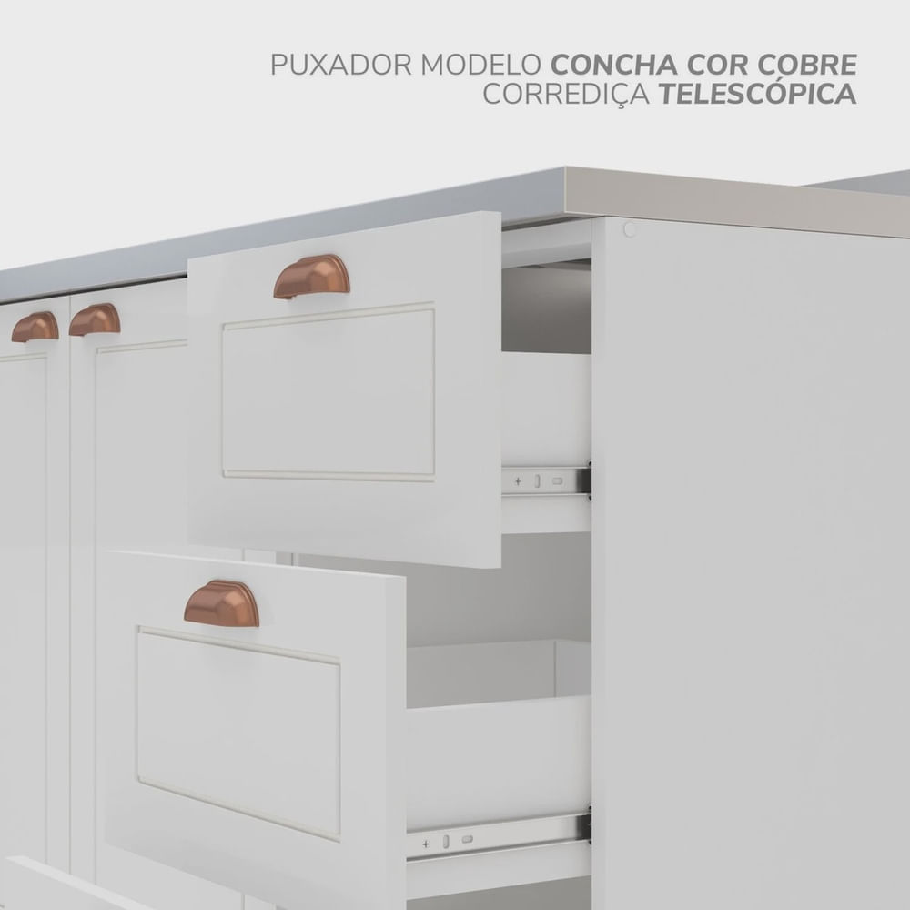 Cozinha Pérola Completa 5 Peças Torre Quente Aéreo 3 Portas Balcão 120 ...