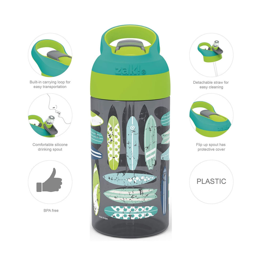 Garrafa de água Zak Designs Riverside Beach Life 470ml Kids em Promoção ...
