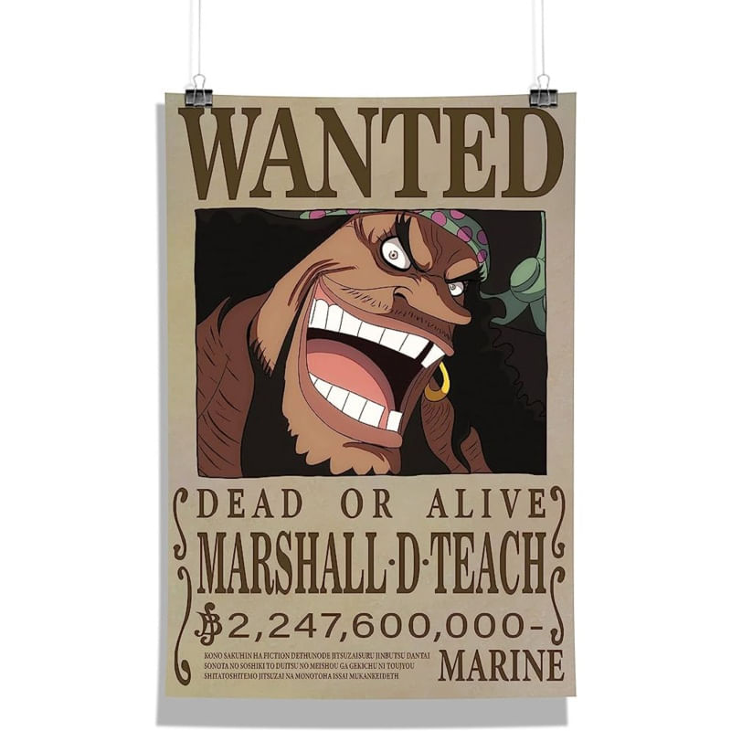 Pôster One Piece Reward Wanted Marshall D Teach 28x42cm em Promoção ...