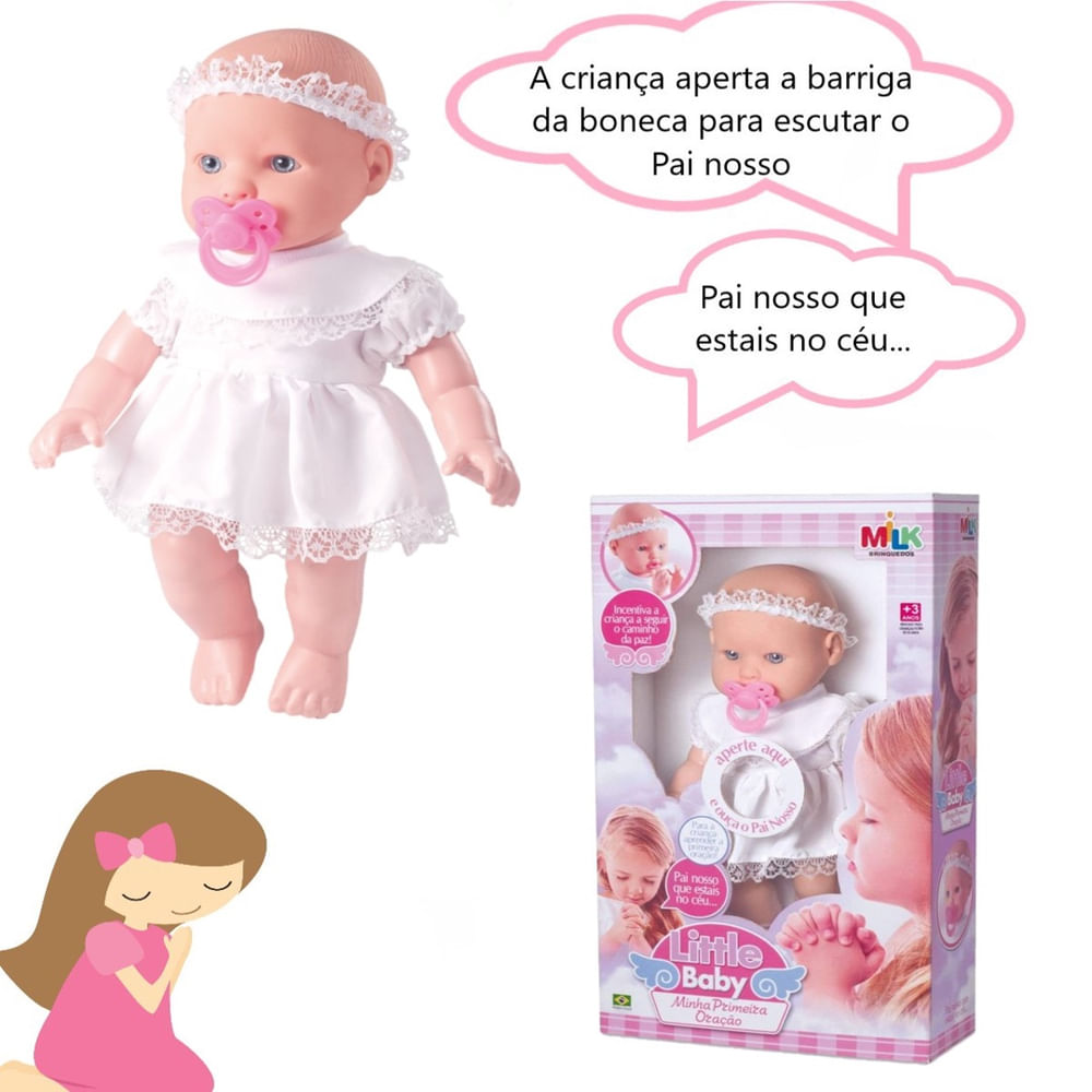 Kit Boneca Baby Minha Primeira Oração Com Carrinho de Bebê em Promoção ...