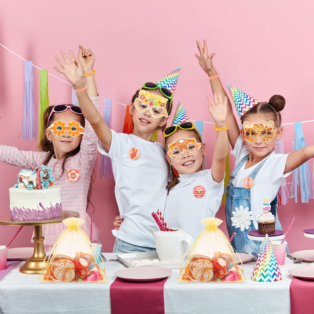 Conjunto de lembrancinhas de festa Sasylvia Groovy Retro Hippie 122 ...