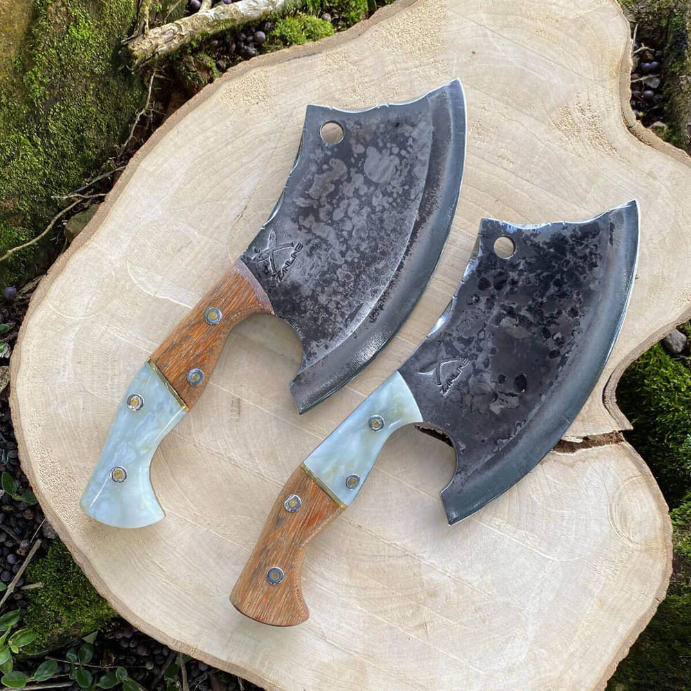 Cutelo Vikings Brut Forge 7 Aço Carbono 1070 5mm Cabo de Madeira Ipê e ...