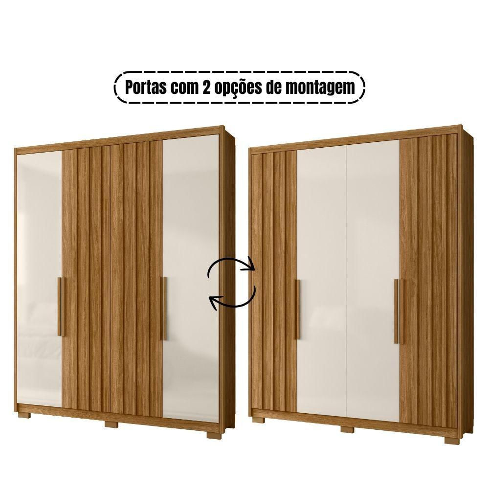 Guarda Roupa Califórnia 4 Portas 3 Gavetas Freijó Off White Moval em ...