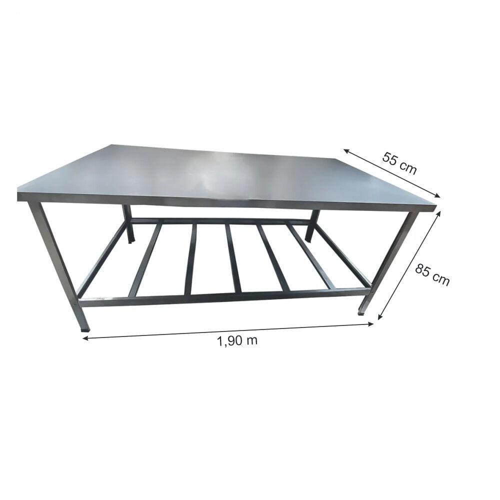 Mesa Tampo Inox Industrial Para Açougue Com Prateleira 2 Metro Sebem em ...
