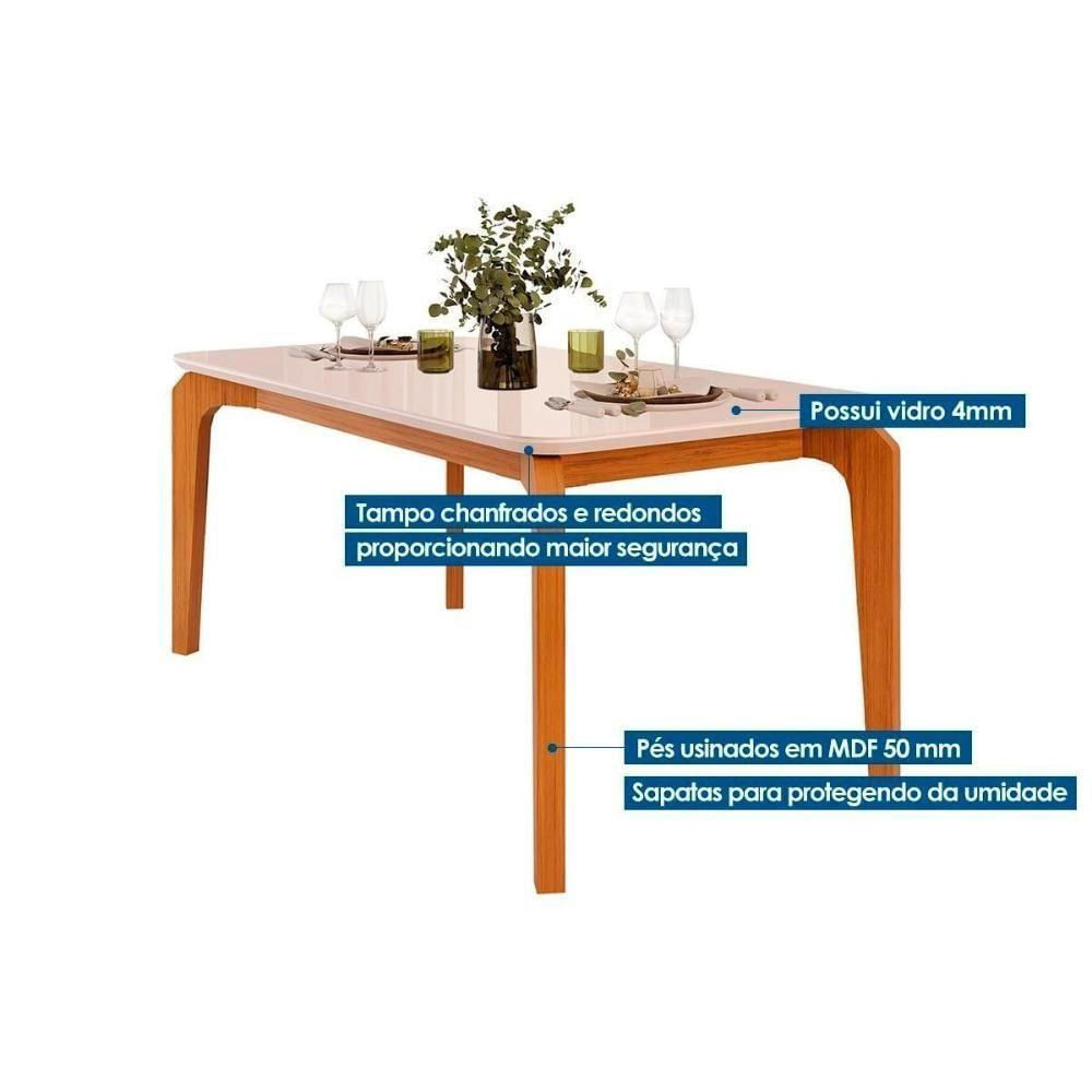 Sala De Jantar Completa Rouge Tampo Madeirado c- Vidro Curvo 180x90cm E ...
