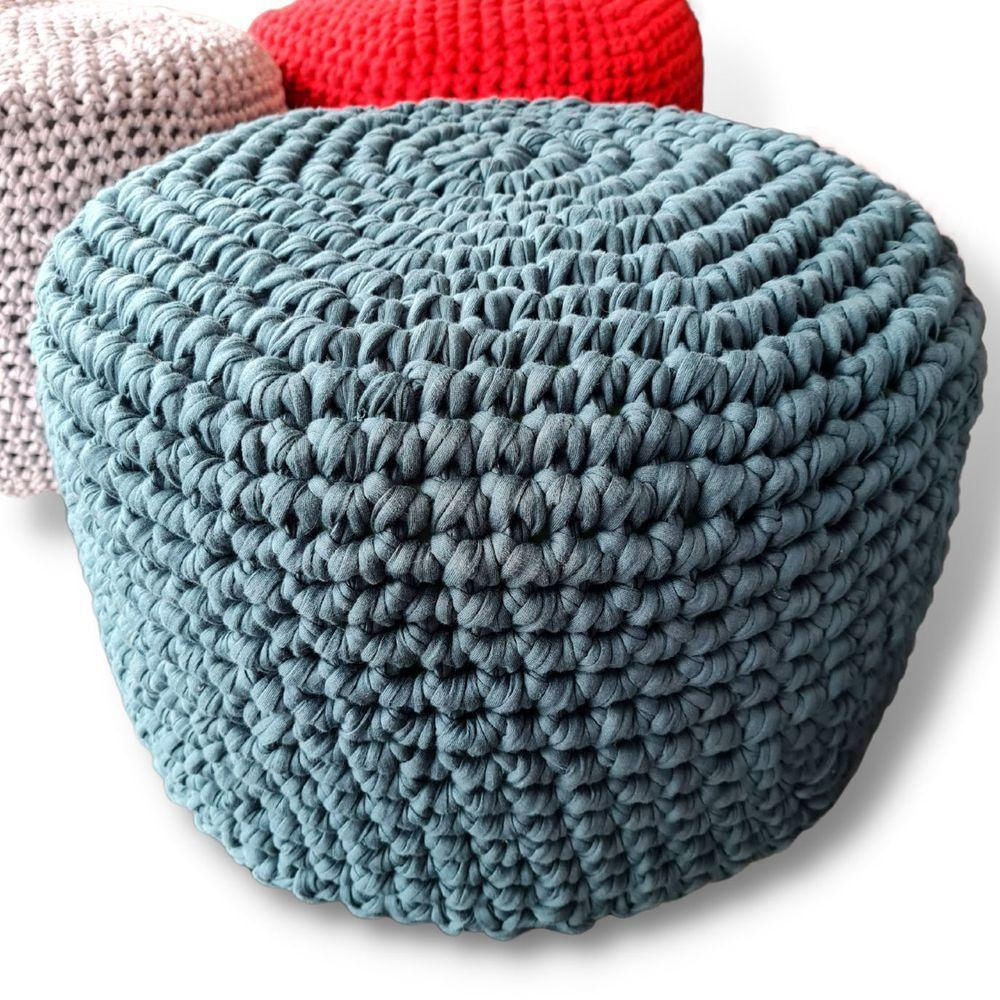 Puff Em Crochê Com Enchimento De Espuma E Flocos De Isopor verde em ...