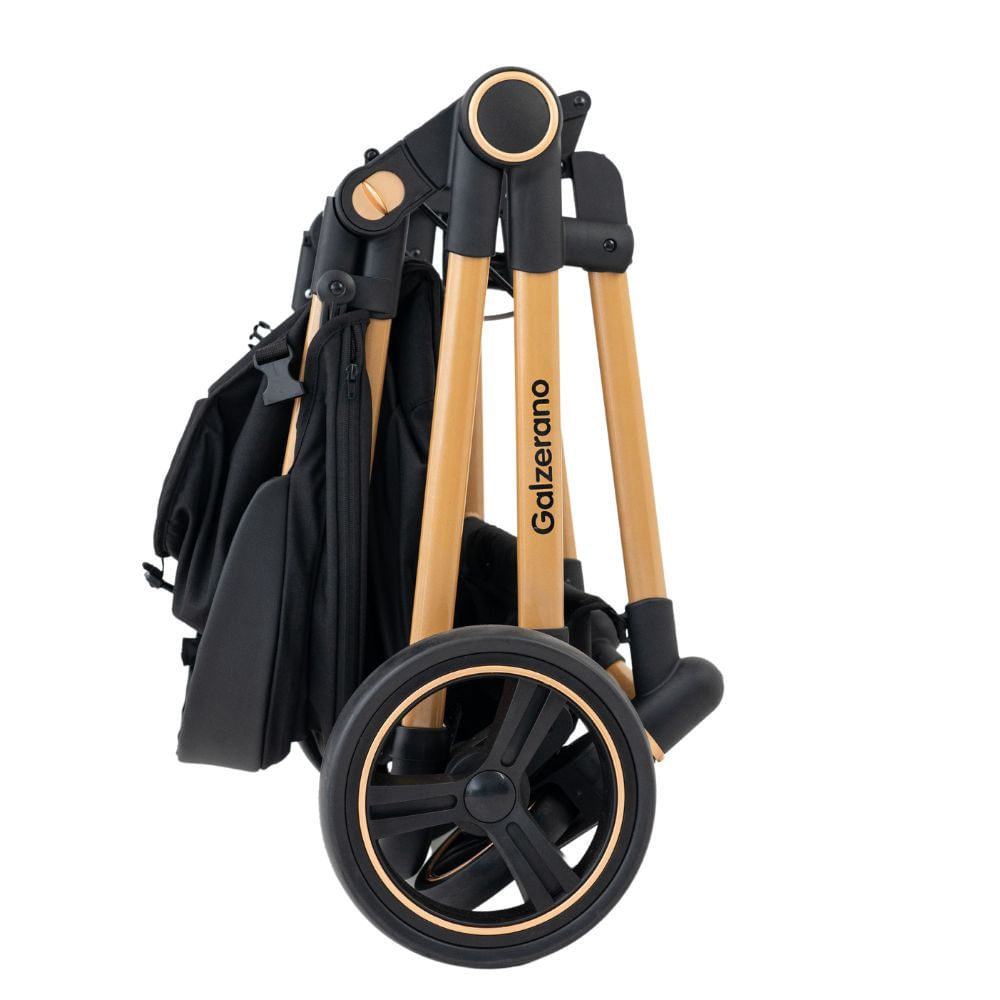 Carrinho moisés ivy preto com dourado - galzerano em Promoção | Ofertas ...