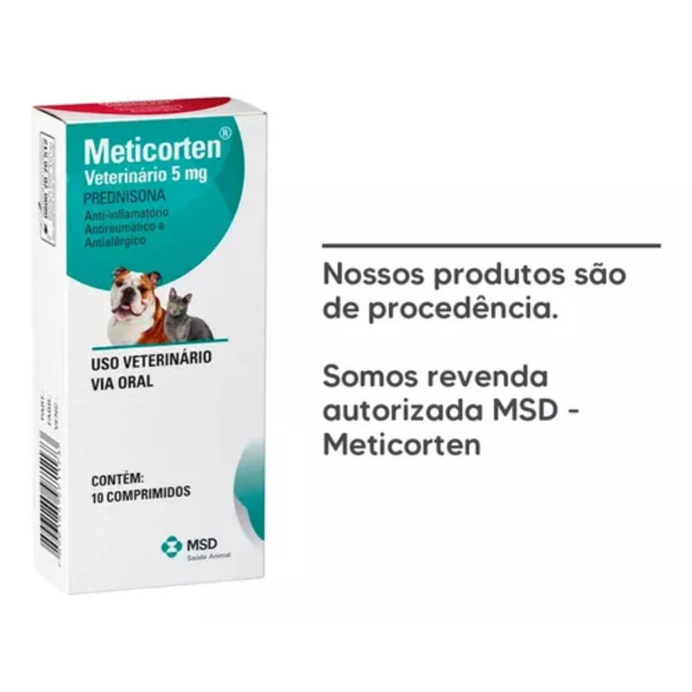 Meticorten 5mg Anti-inflamatório Cães E Gatos 10 Comprimidos em ...