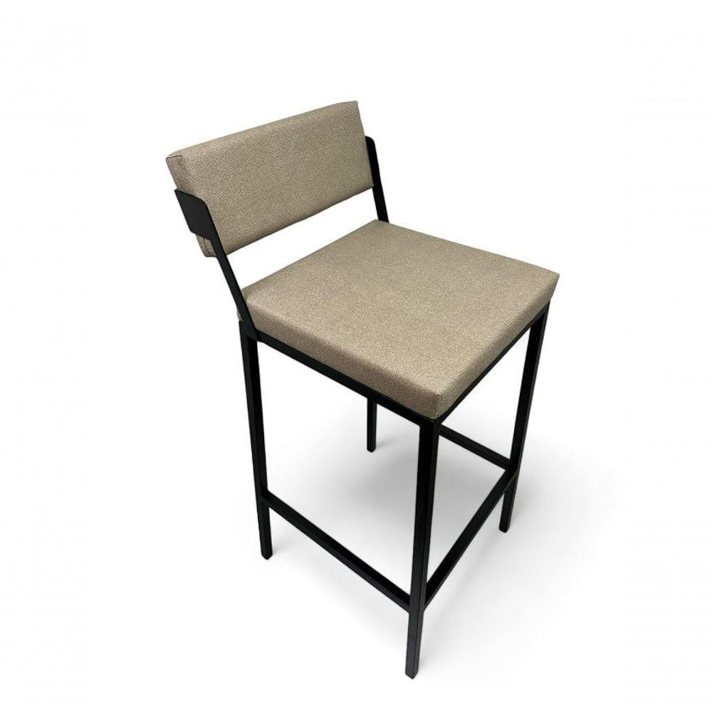 Banqueta Prisma Com Encosto Estofada Metalon Preto Bege - 75cm em ...