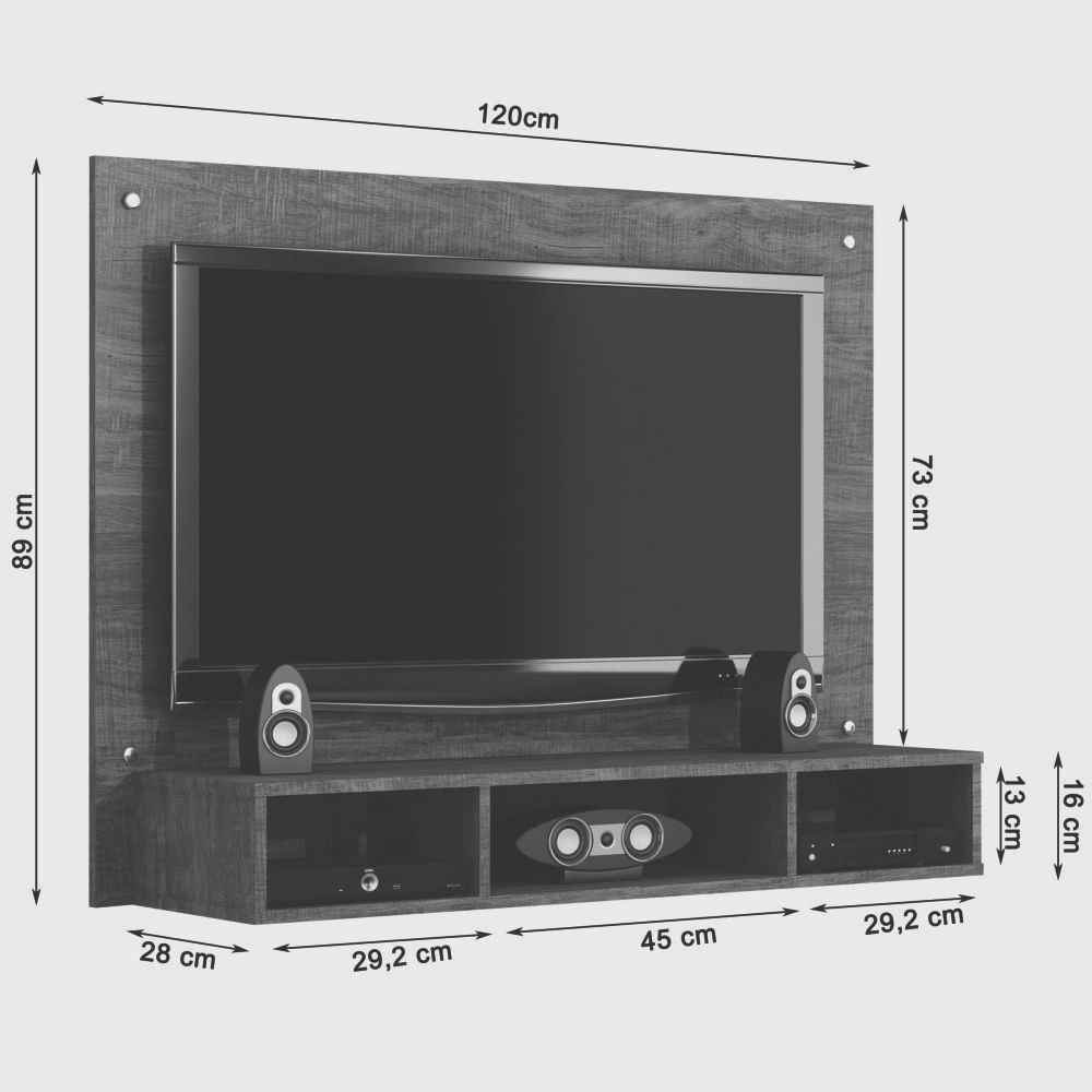 Painel Suspenso Valdemóveis Atena com bancada para TV de até 46 polegadas - Branco Fosco em ...