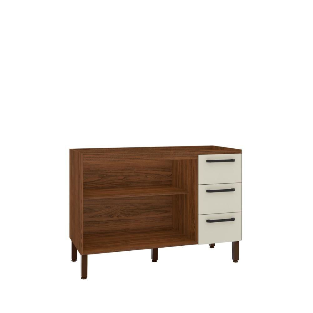 Balcão De Pia 120 Cm 2 Portas S/Tampo Nogueira Off White em Promoção ...