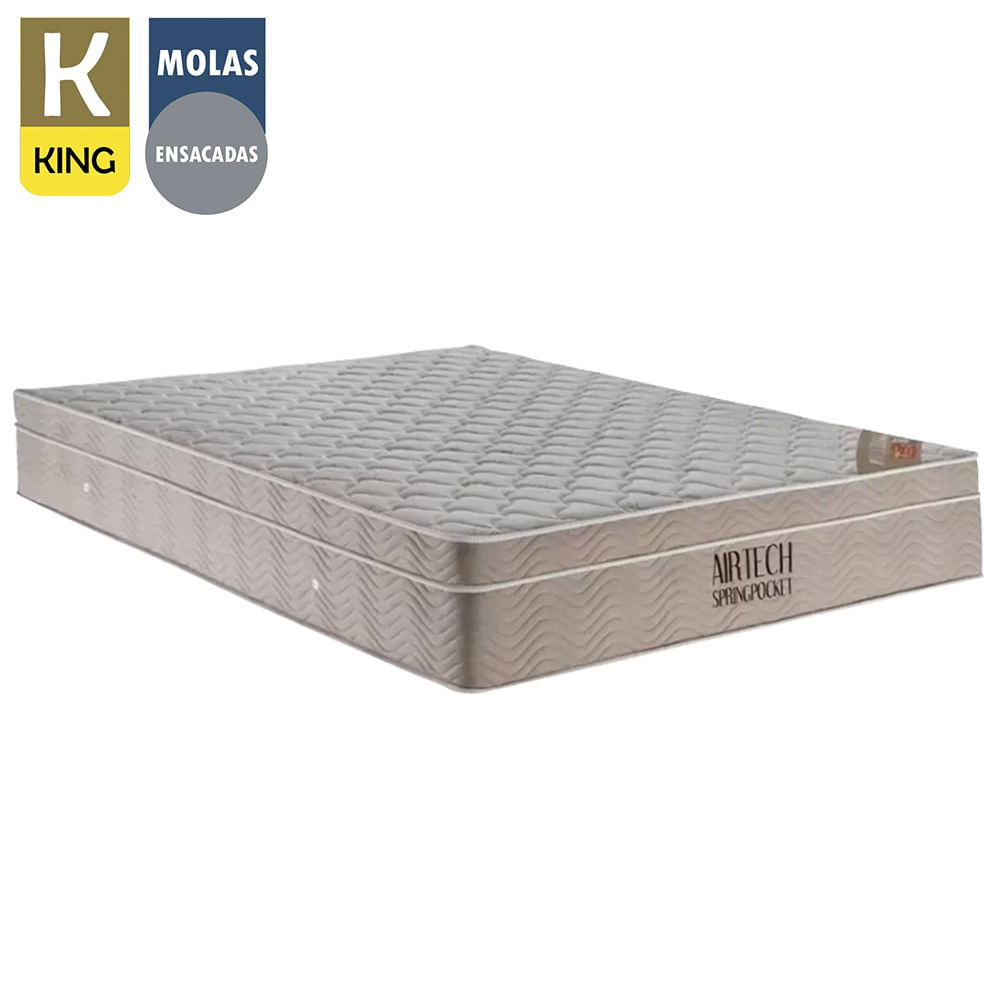 Cama Box Baú King Sintético Bipartido + Colchão Ortobom Airtech Molas ...