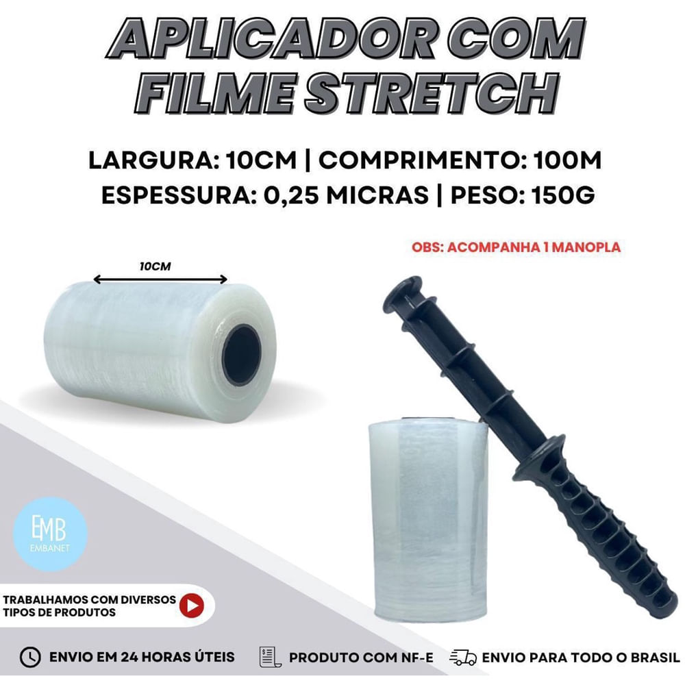 Rolo Plastico Filme Transparente + 1 Aplicador - 10Unidades em Promoção ...