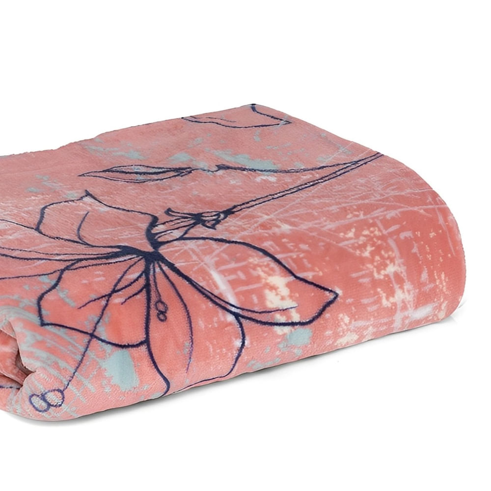 Manta Flannel Sutile Rosa Floral Casal Toque Macio Jolitex em Promoção ...
