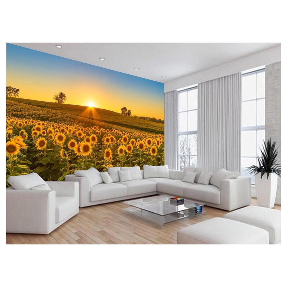 Papel De Parede 3D Céu Azul Girassol Por Do Sol 3,5M Nsk124 em Promoção ...