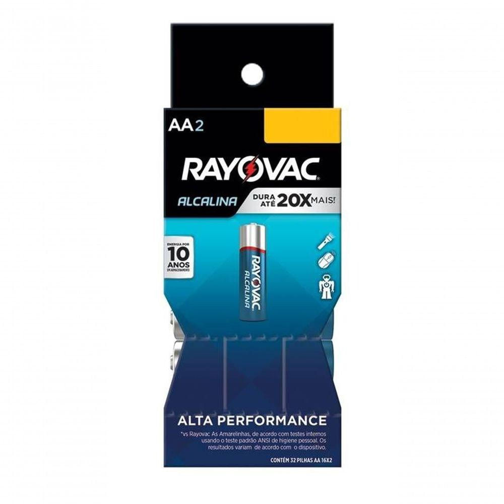 Pilha Alcalina Aa2 Rayovac Tubo C-32 Unid. - Pç - 32 em Promoção ...