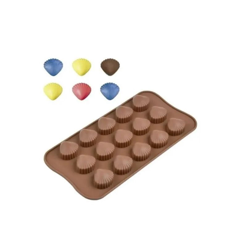 Forma Chocolate Antiaderente Em Silicone Concha 12 Cavidades em ...