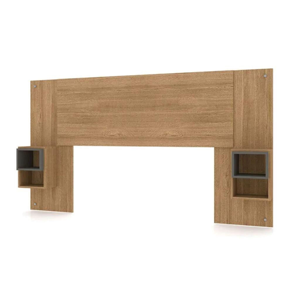 Cabeceira Tóquio Regulável Para Solteiro Ou Casal Queen Com Mesa De Cabeceira Nature E Alasca ...