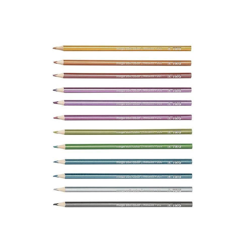 Lápis De Cor Tris Mega Soft Color 12 Cores Metálicas C/6 em Promoção ...