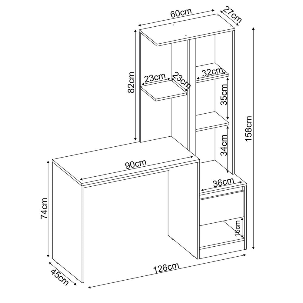Escrivaninha Grande Com Armário 1 Porta e 1 Gaveta em Promoção ...