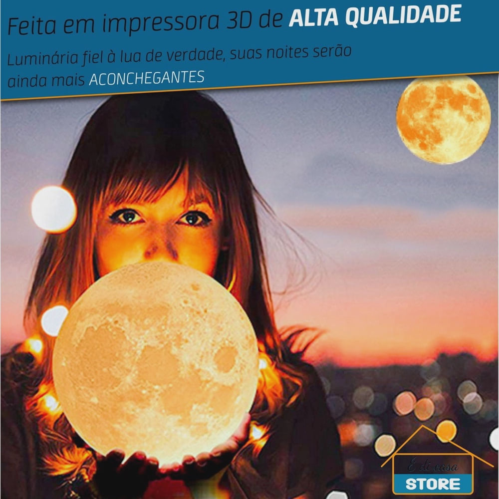 Luminária Lua Cheia 3d Com Várias Cores Abajur Touch rgb em Promoção ...