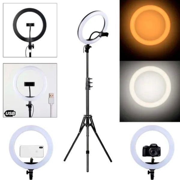 Ring Light com Tripé 2,10mt e Suporte Para Celular, 26 centimentros (10 Polegadas) Iluminador ...