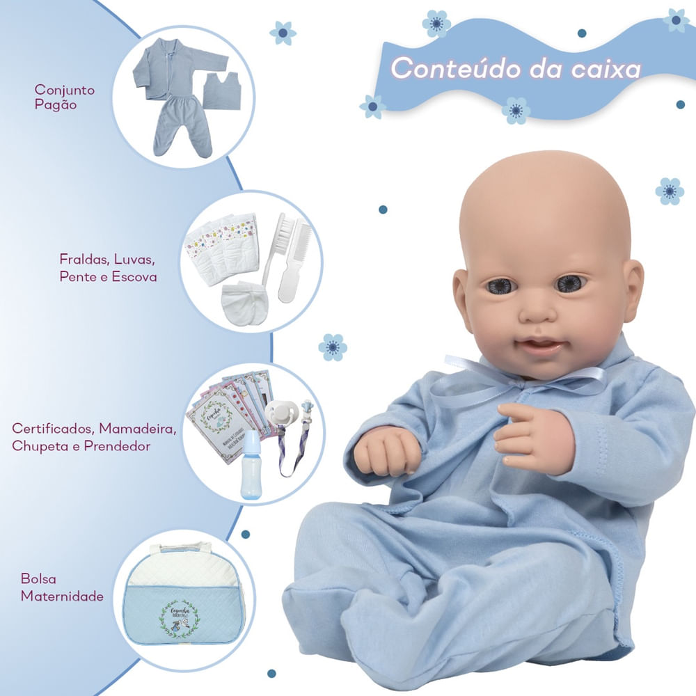 Bebe Reborn de Silicone Príncipe Luca Com Kit 15 Acessórios em Promoção ...