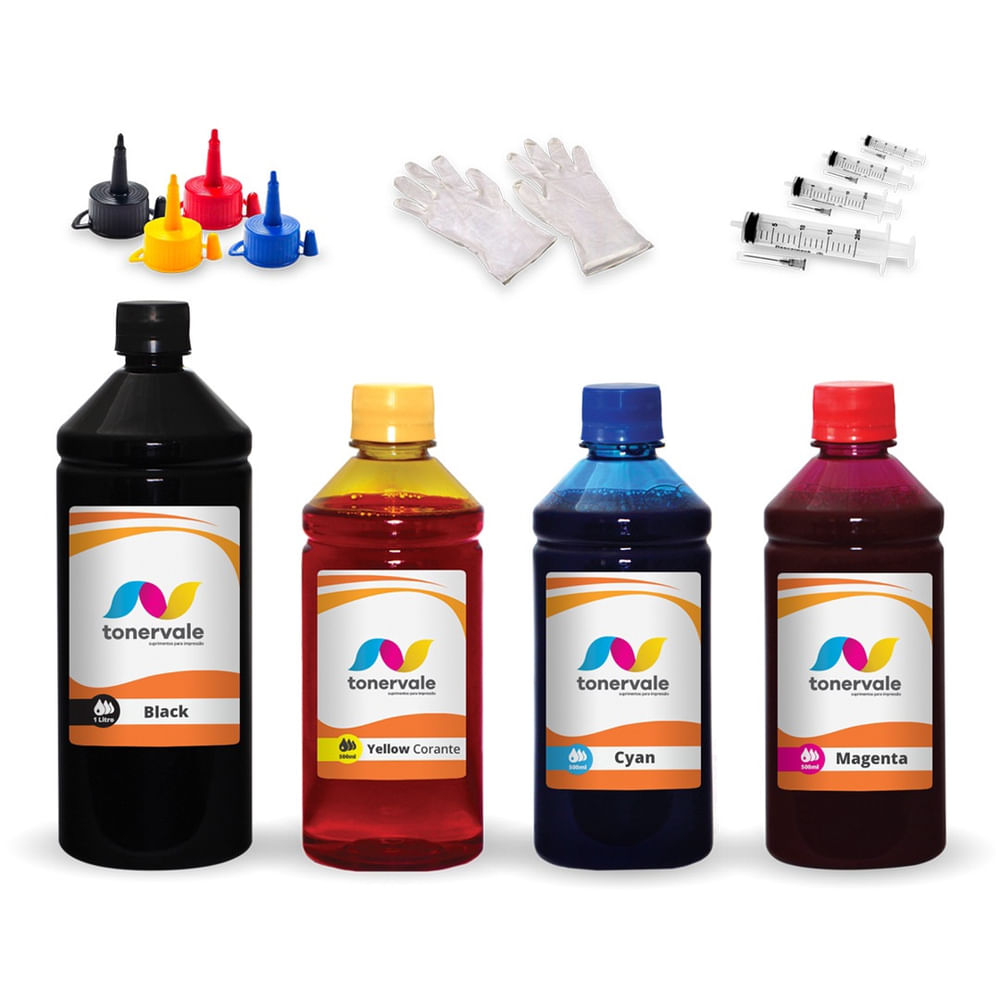 Kit 4 Tinta Para Epson L14150 T504120 cmyk 1 Litro Black e 500ml Color ...