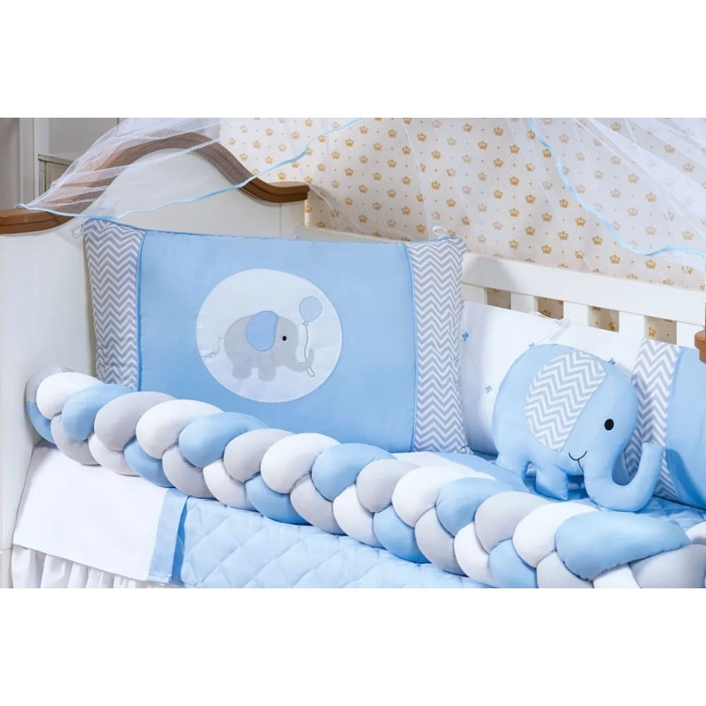 Super Trança Lateral Para o Berço Azul e Cinza Trançado Gigante 1,45 ...