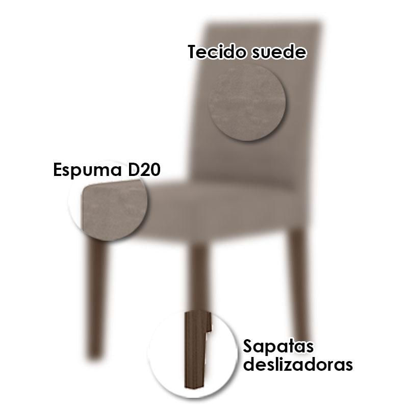 Mesa de Jantar 120cm Kate com Vidro Amêndoa Off White e 4 Cadeiras Josi Liso Amêndoa Cappuccino ...