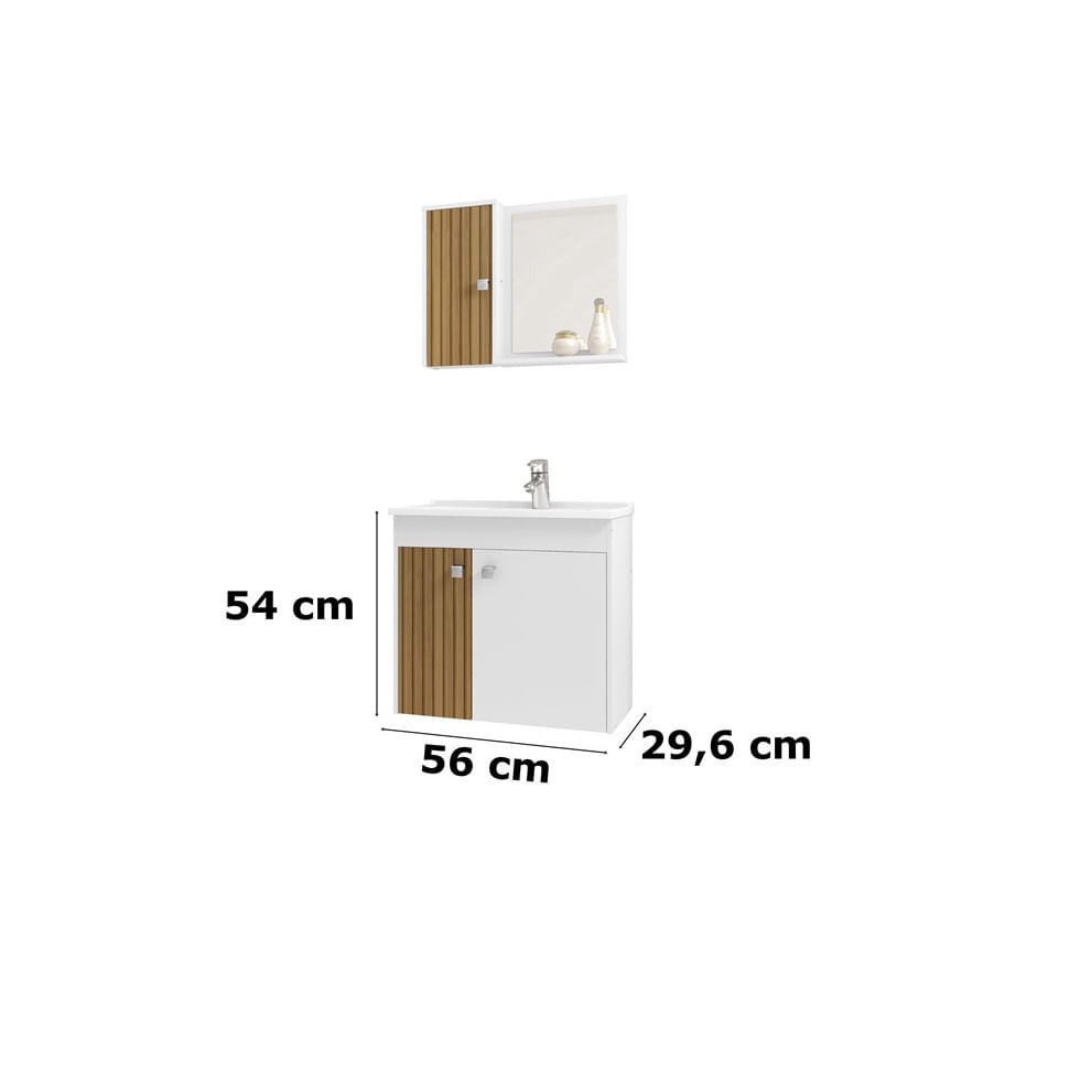 Conjunto Para Banheiro Munique Branco Ripado -Bechara Móveis em ...