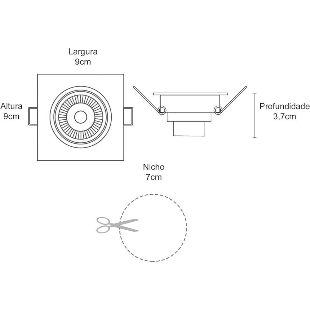 Spot Led Integrado Moderno Decoração Embutir Quadrado 5w Bivolt 3000k ...