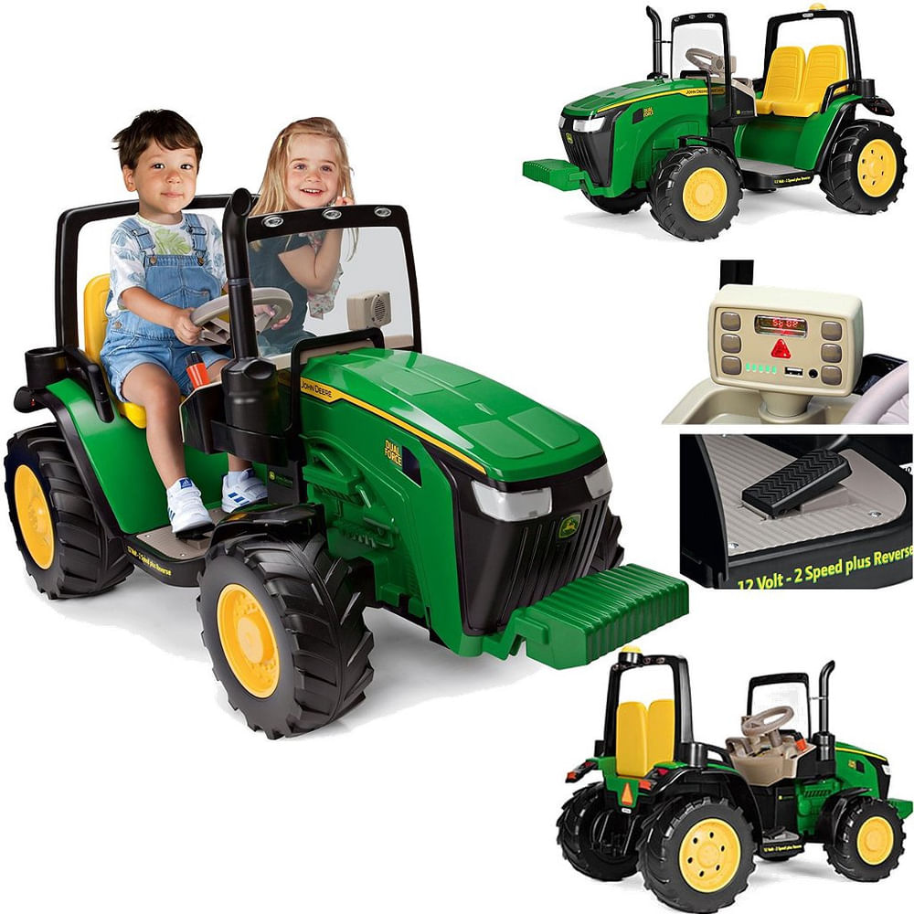 Trator Eletrico Peg Perego John Deere Dual Force 12V 2 Lugares em ...