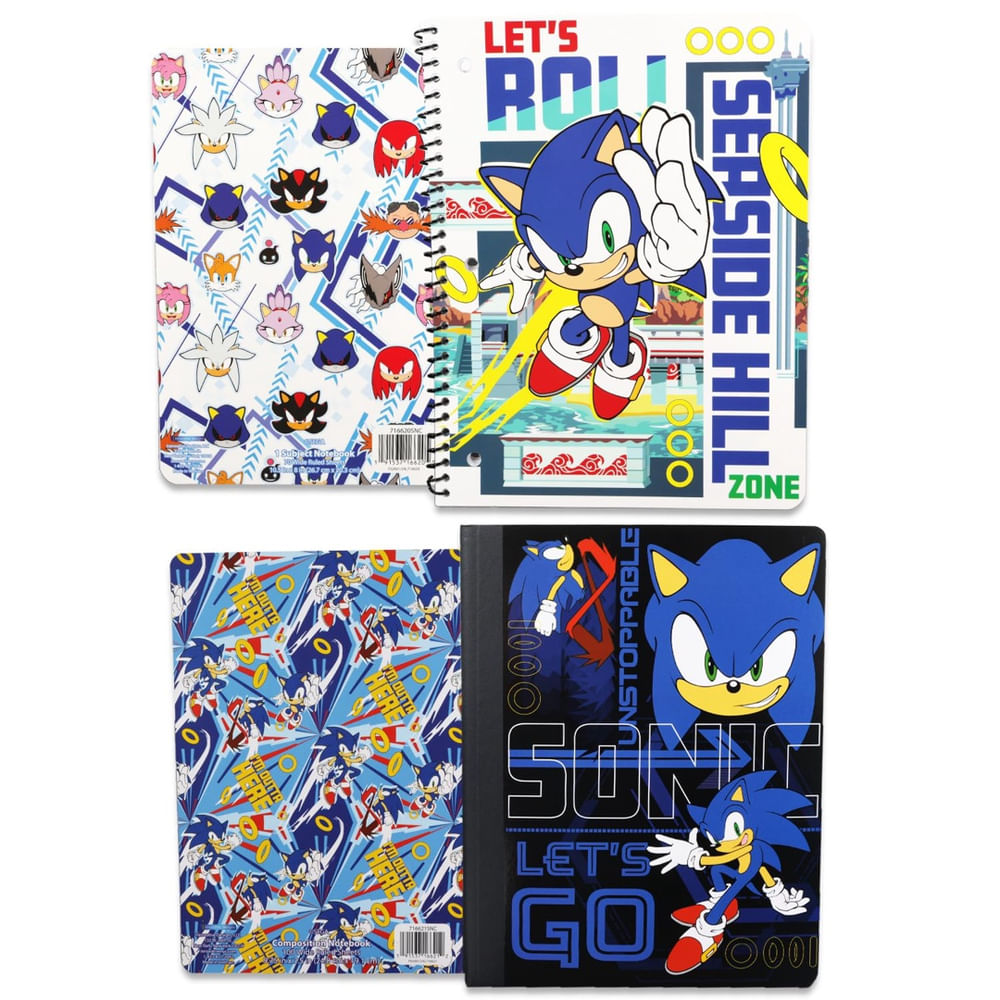 Notebook Sonic para escola O pacote Sonic Folders with Pockets inclui ...