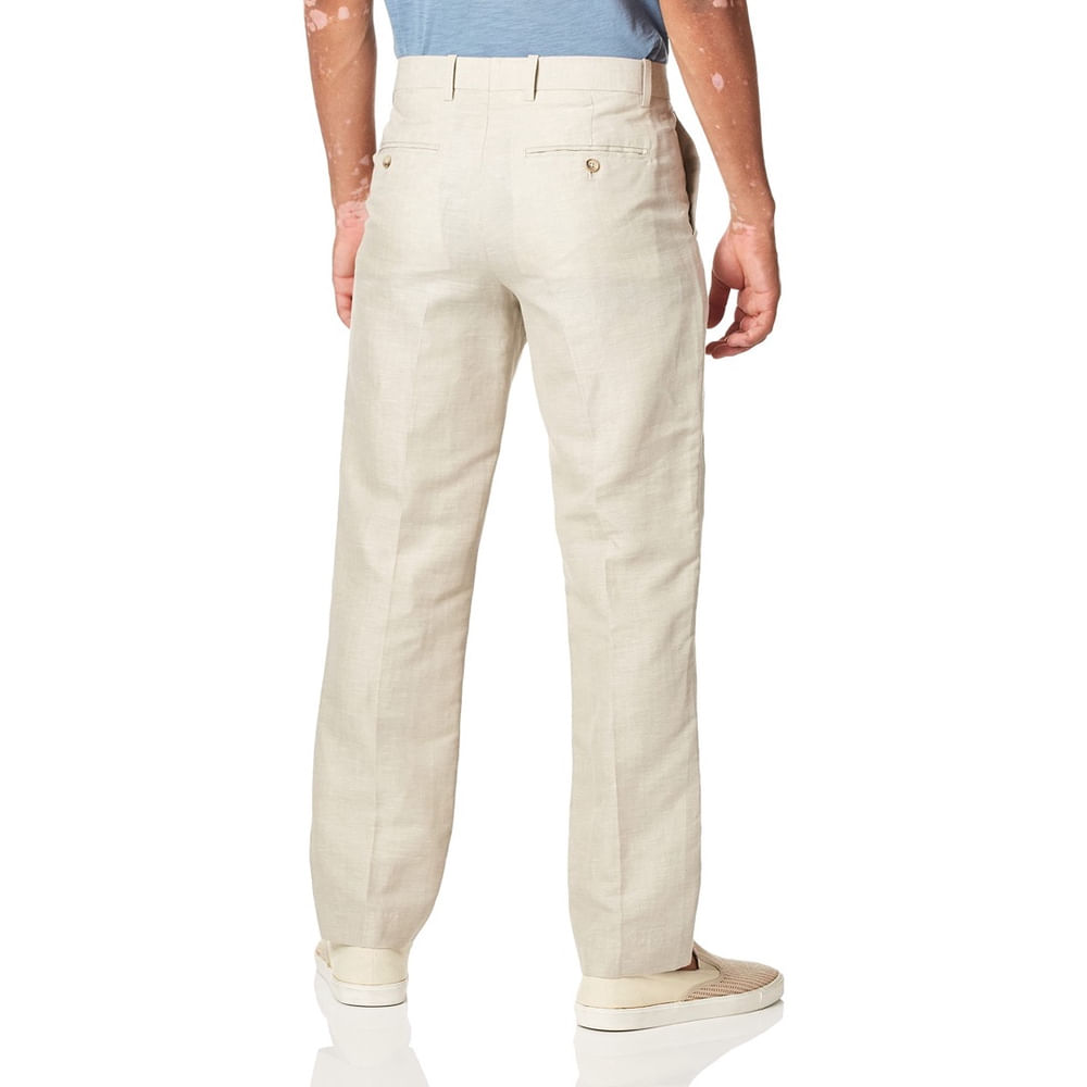 Calças Perry Ellis, vestido masculino de linho Essentials, linho ...