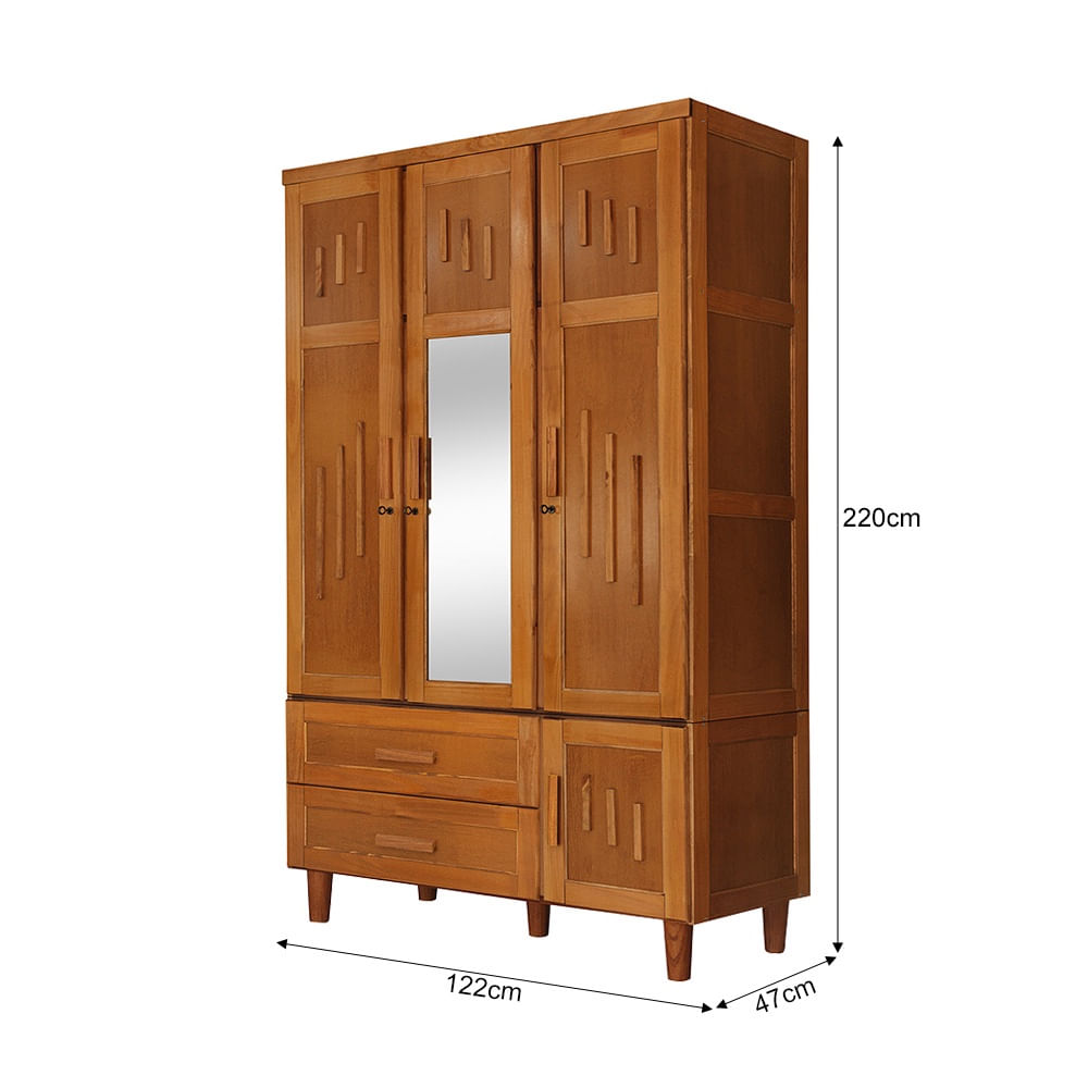 Guarda Roupa em Madeira Maciça 3 Portas 1 Porta com Espelho Imperatriz ...