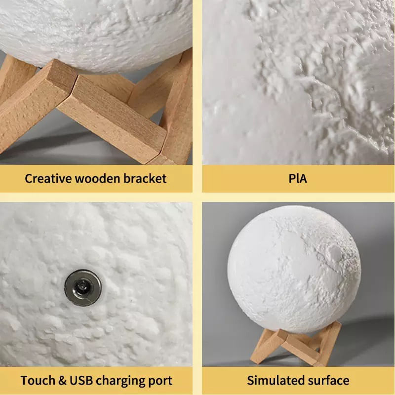 Luminária Lua Cheia LED rgb Colorida 3D 18cm Abajur de Mesa USB em ...