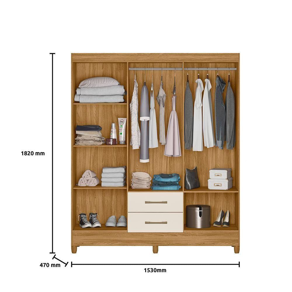 Kit Guarda Roupa Casal Panamá e Cômoda Dhara Freijó off White em ...