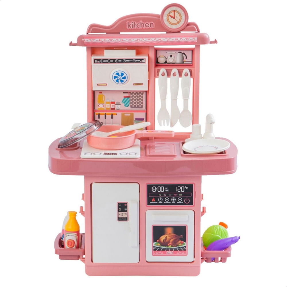 Kit Cozinha de Brinquedo Infantil Solta Água e Som 25 peças Forno Pia ...