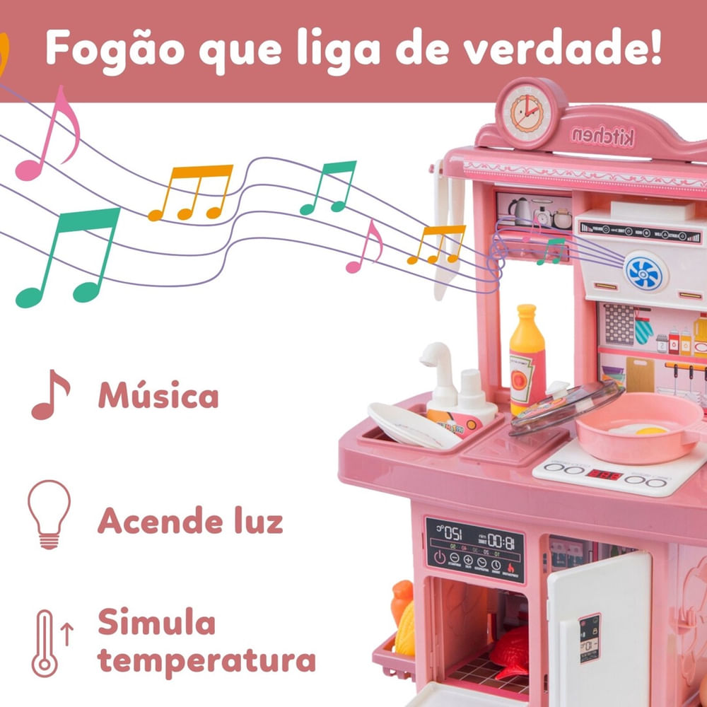 Kit Cozinha de Brinquedo Infantil Solta Água e Som 25 peças Forno Pia ...
