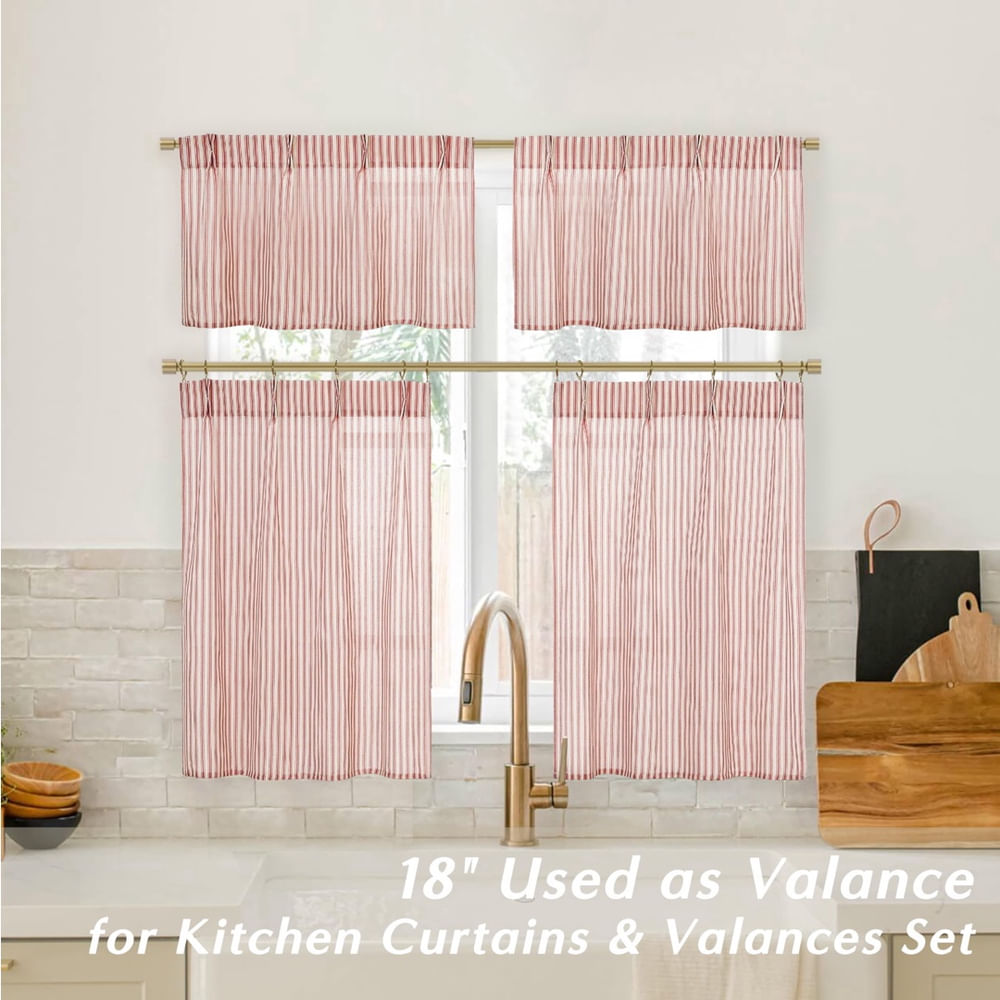 Cortinas Lino Rosa Red (2 painéis para quarto, banheiro e cozinha) em ...