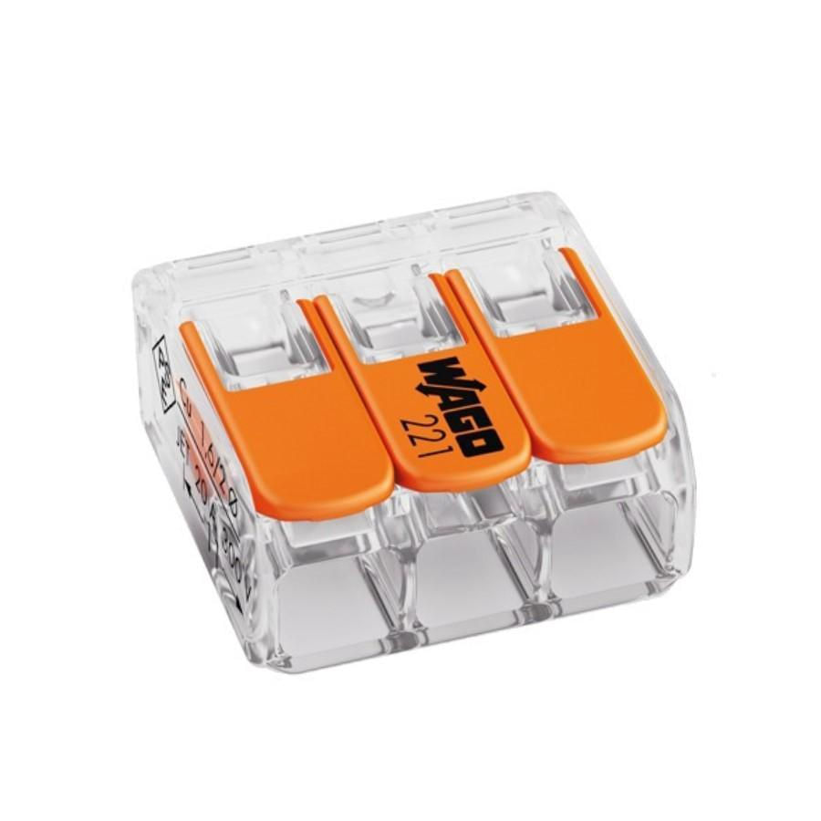 Kit 10 Conector Emenda Compacto Fios E Cabos 3 Vias 221 Wago em ...